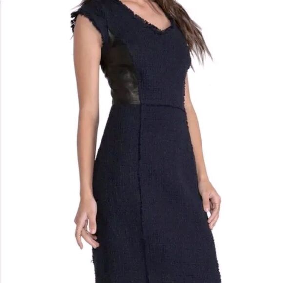 Rebecca Taylor | Dresses | Rebecca Taylor Tweed Lamb Leather Dress Sz 2 ...